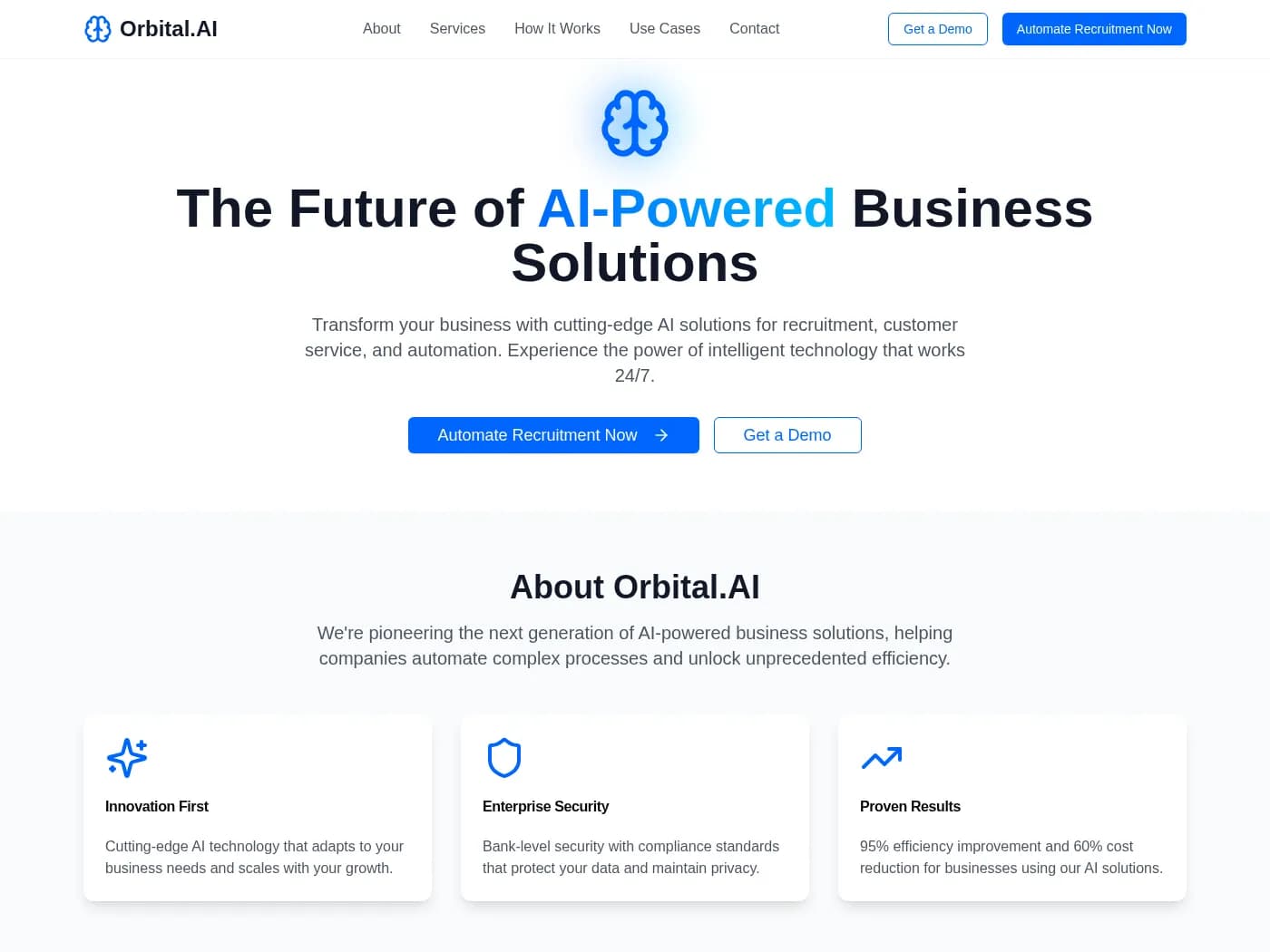 Orbital.AI Corporate Website – Futuristic SaaS Solutions