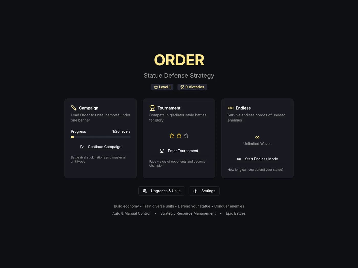 Order: Statue Defense Strategy Game