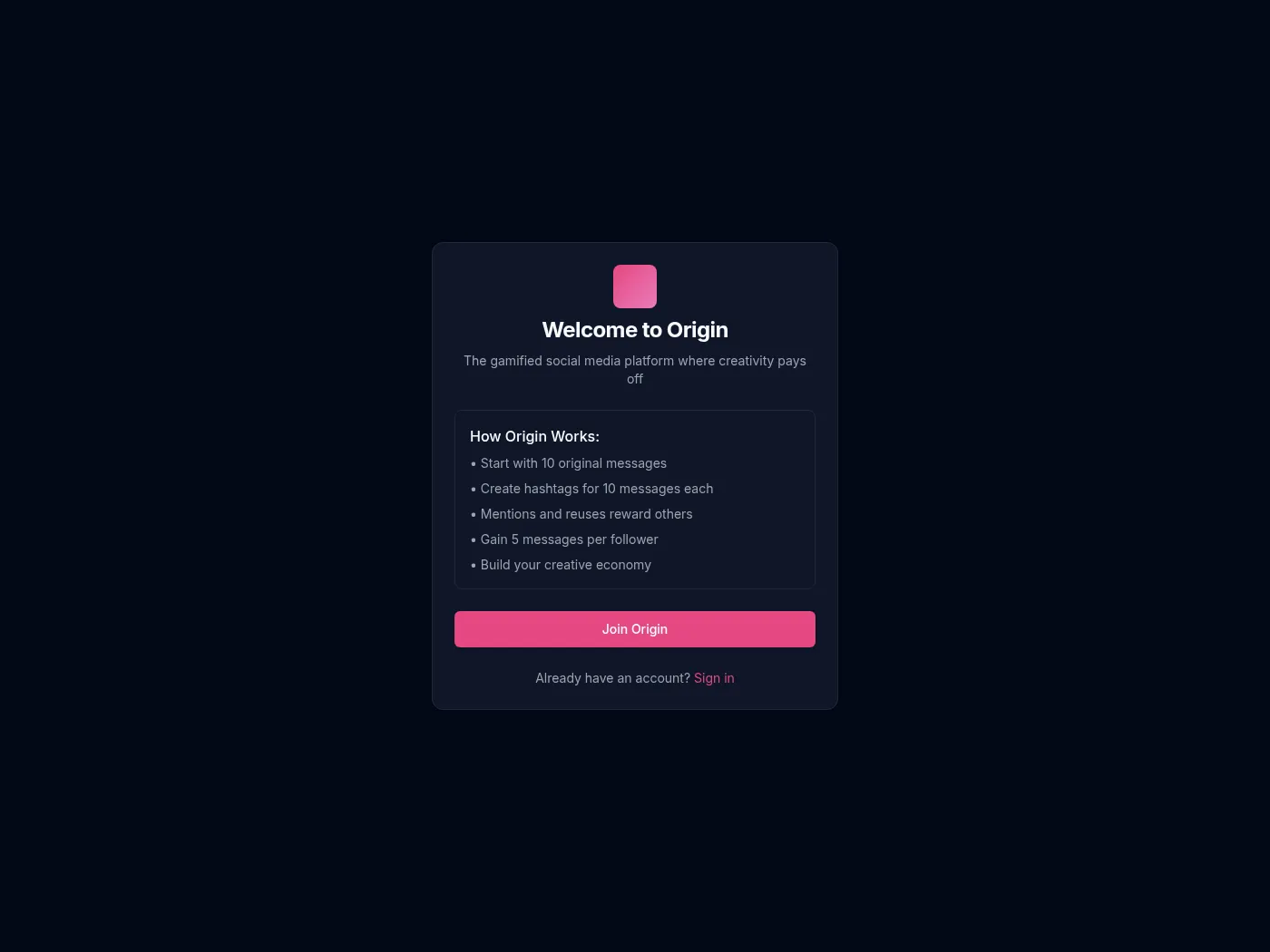 Origin: A Gamified Social Media Platform