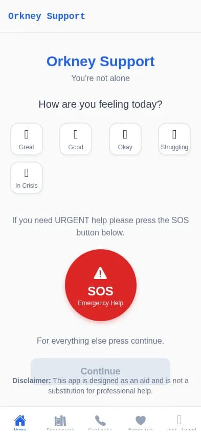 Orkney Suicide Support Native App