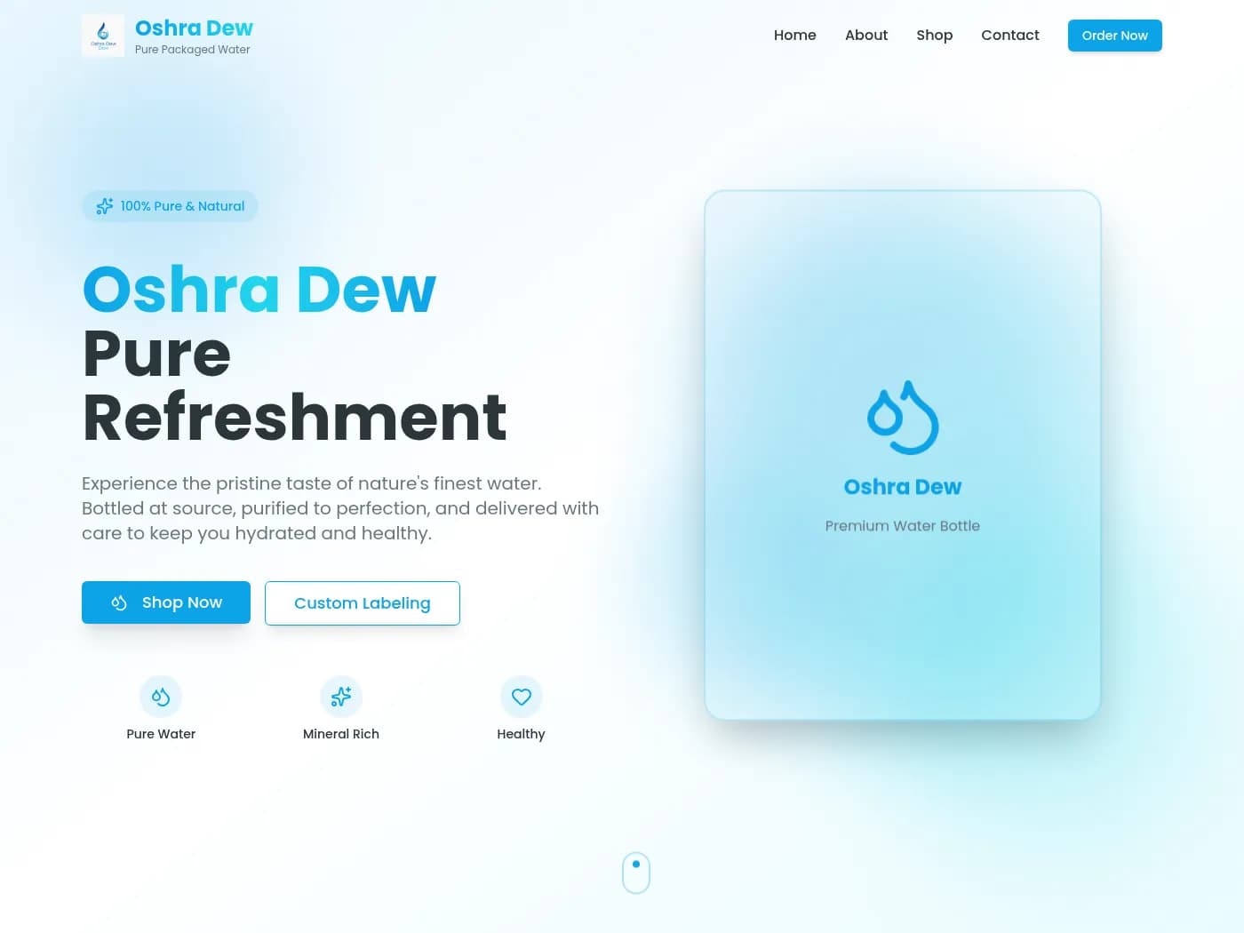 Oshra Dew Packaged Drinking Water Web Presence