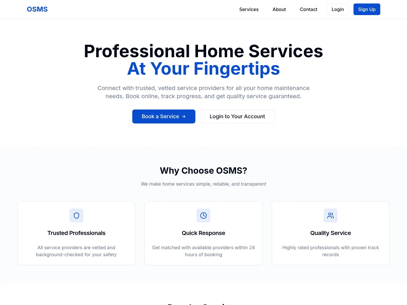 OSMS - Online Service Management System for Home Services