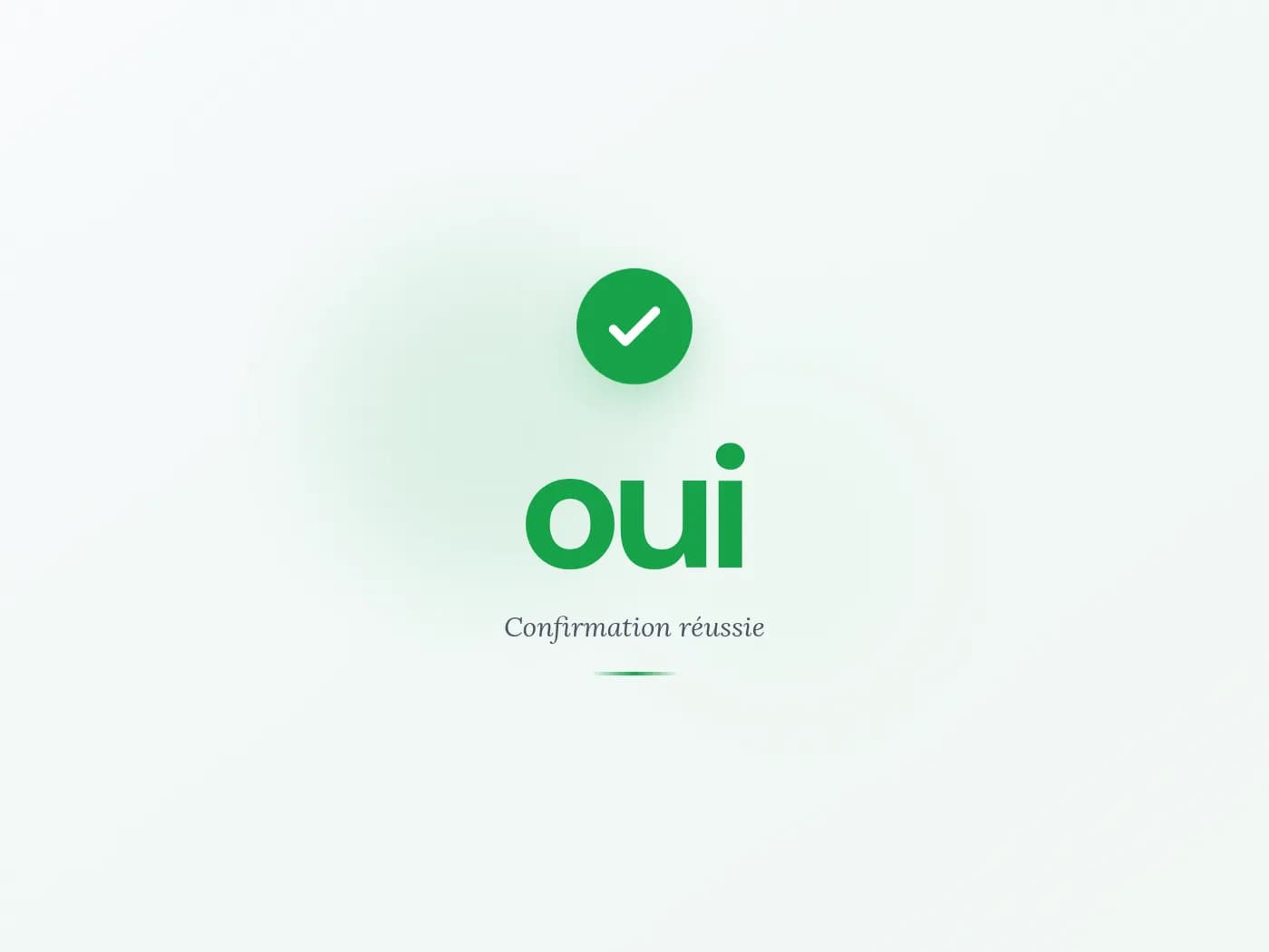 Oui Confirmation Page