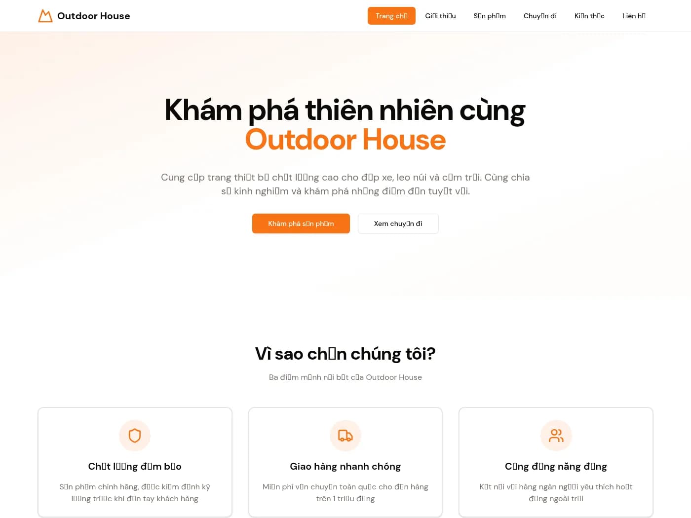 Outdoor House Website – Adventure & Knowledge Hub