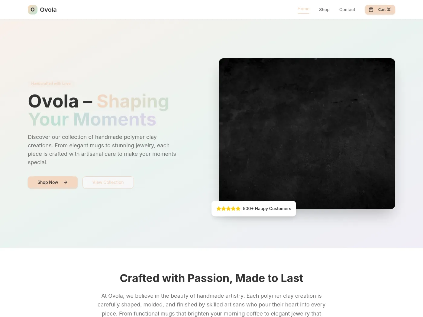 Ovola Handmade E-Commerce Website