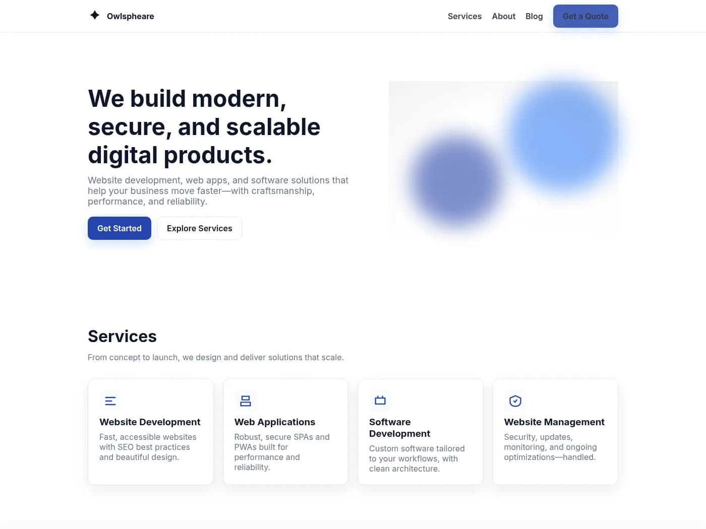 Owlspheare IT Solutions Corporate Website & CMS