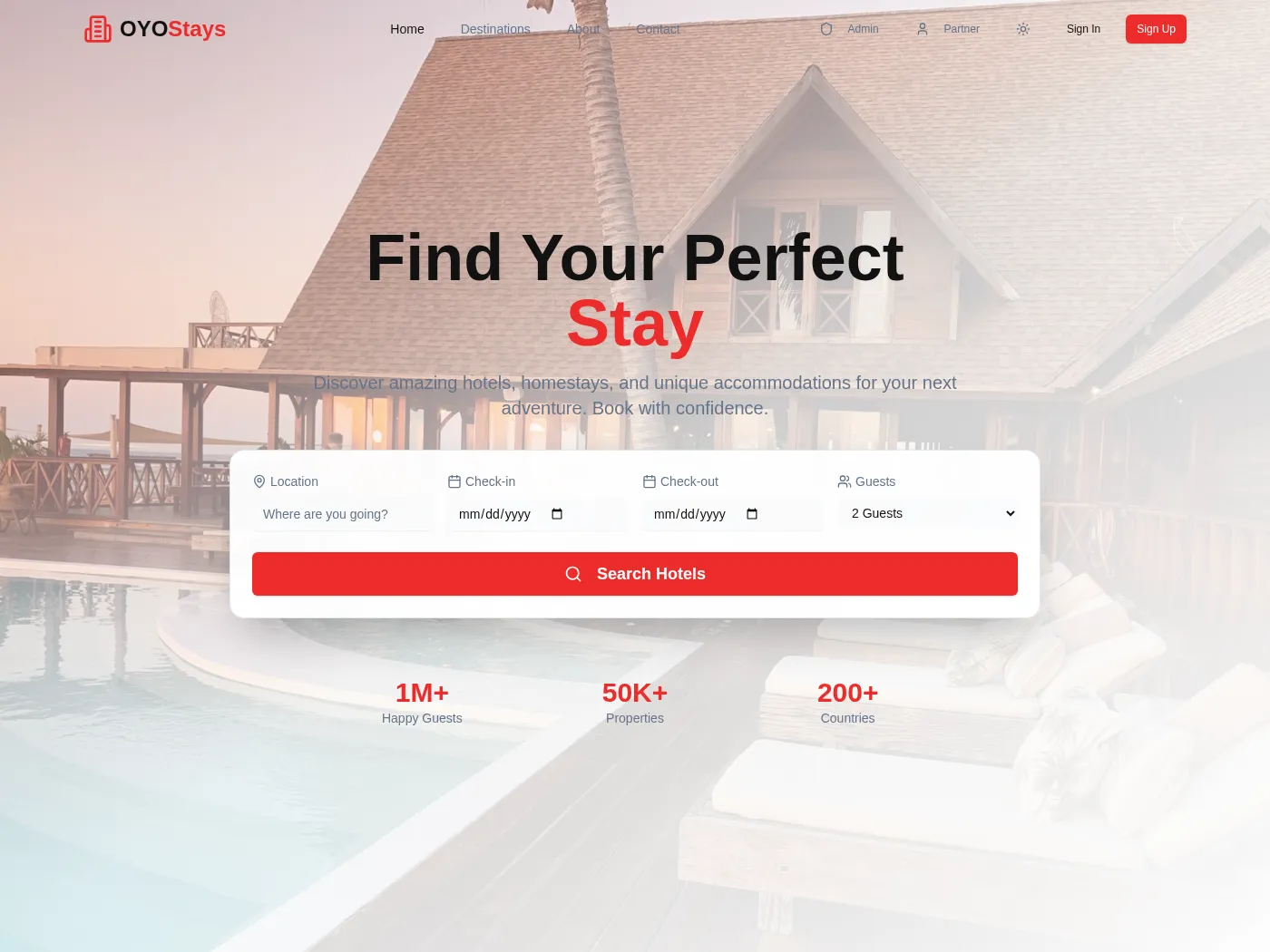 OYO-Inspired Modern Hotel Booking Website
