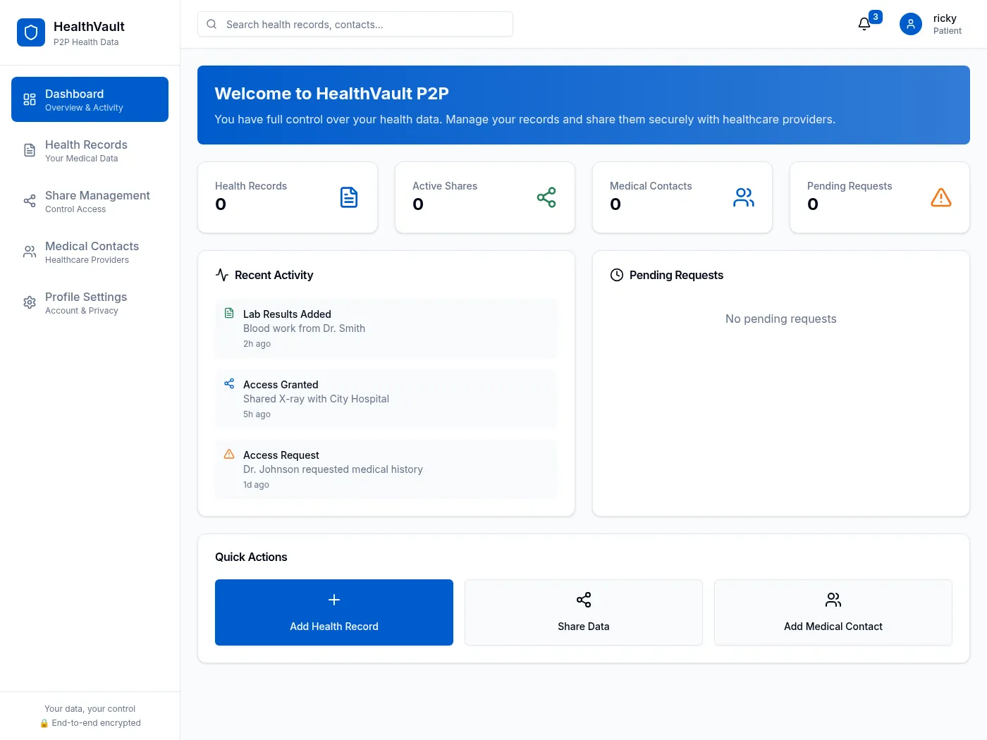 Peer-to-Peer Patient Data Management System