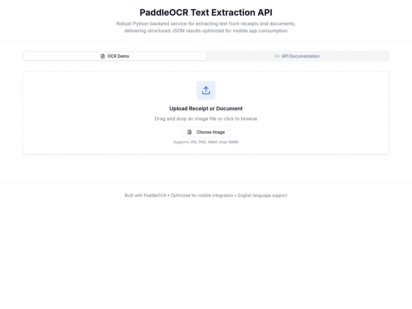 PaddleOCR Receipt Text Extraction API for Mobile Apps