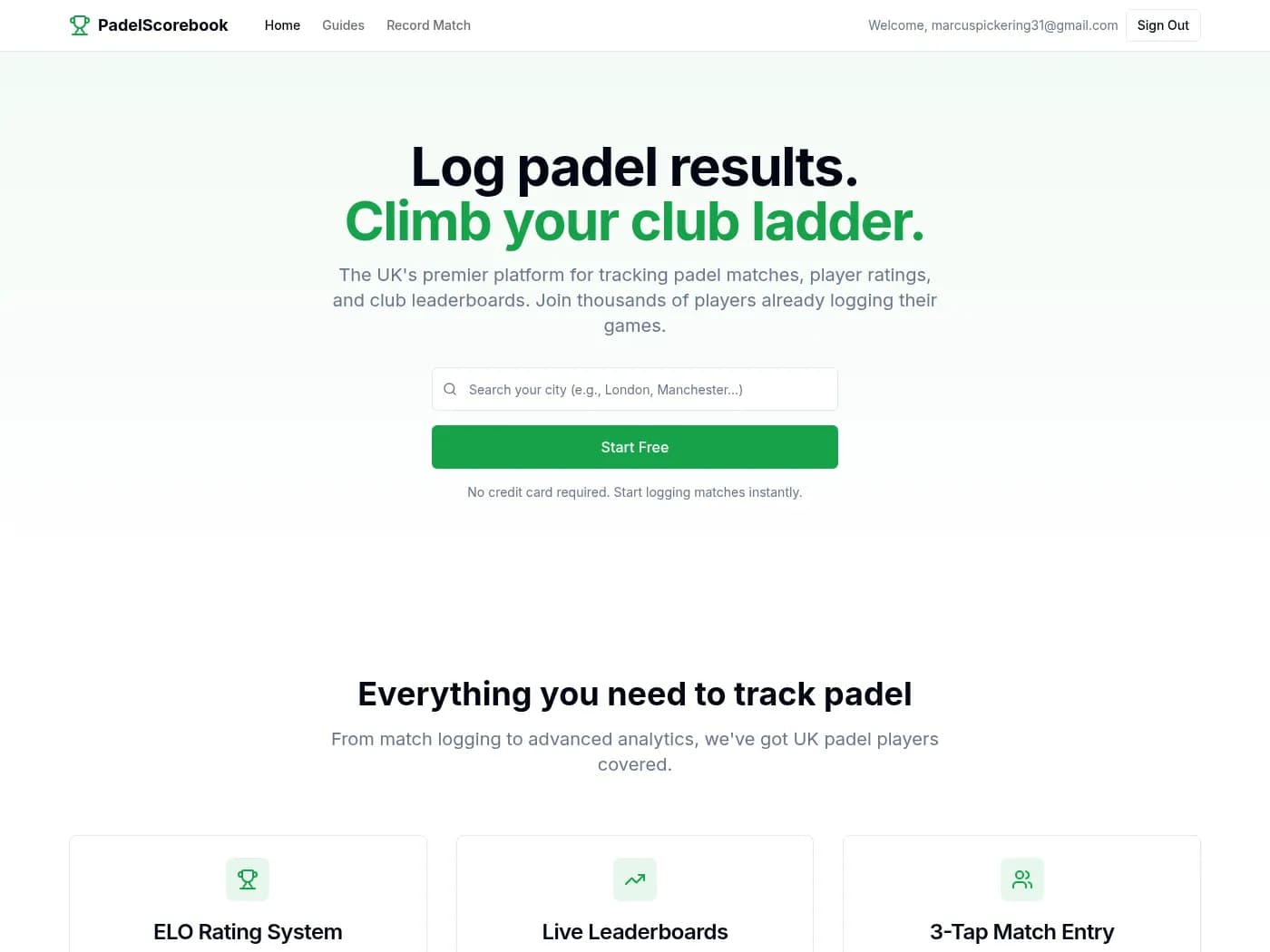 PadelScorebook – UK Padel Club Results & Ladders
