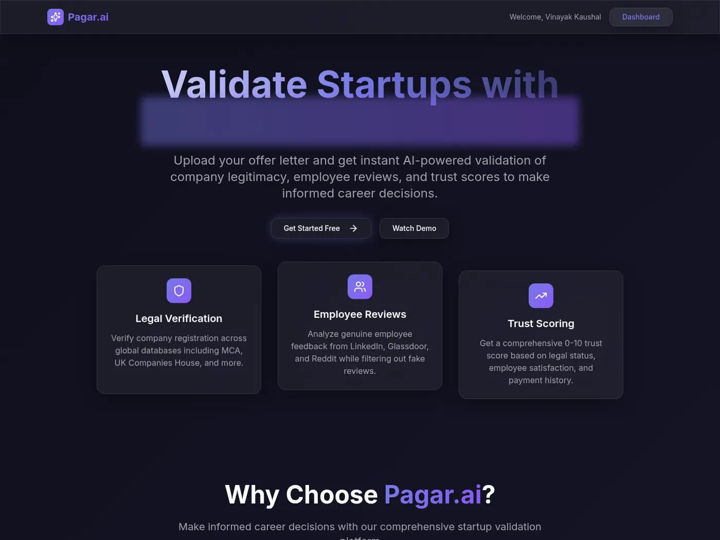Pagar.ai - AI-Powered Startup Validation & Offer Letter Scanner