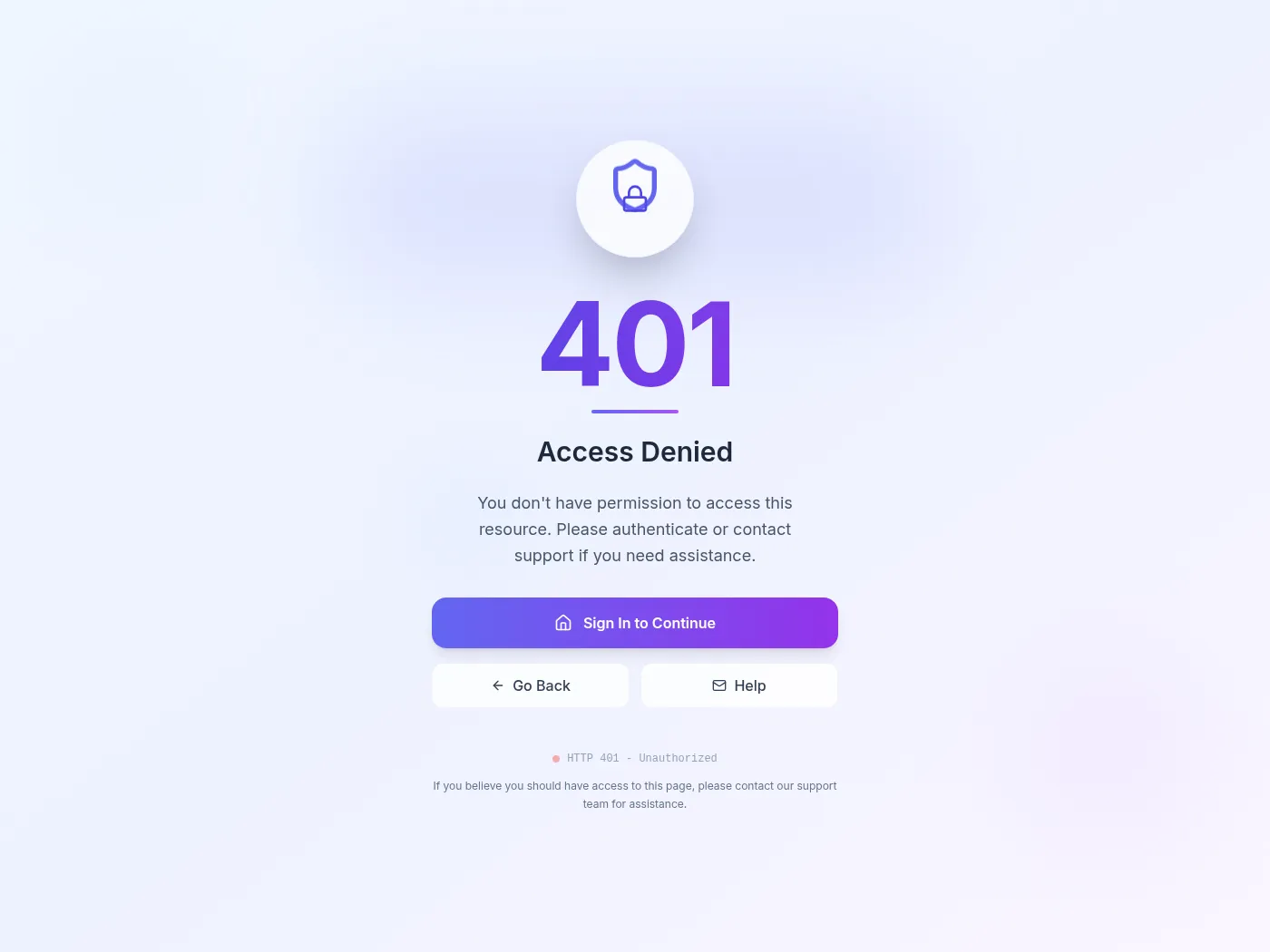 Page 401: Custom Unauthorized Error Page