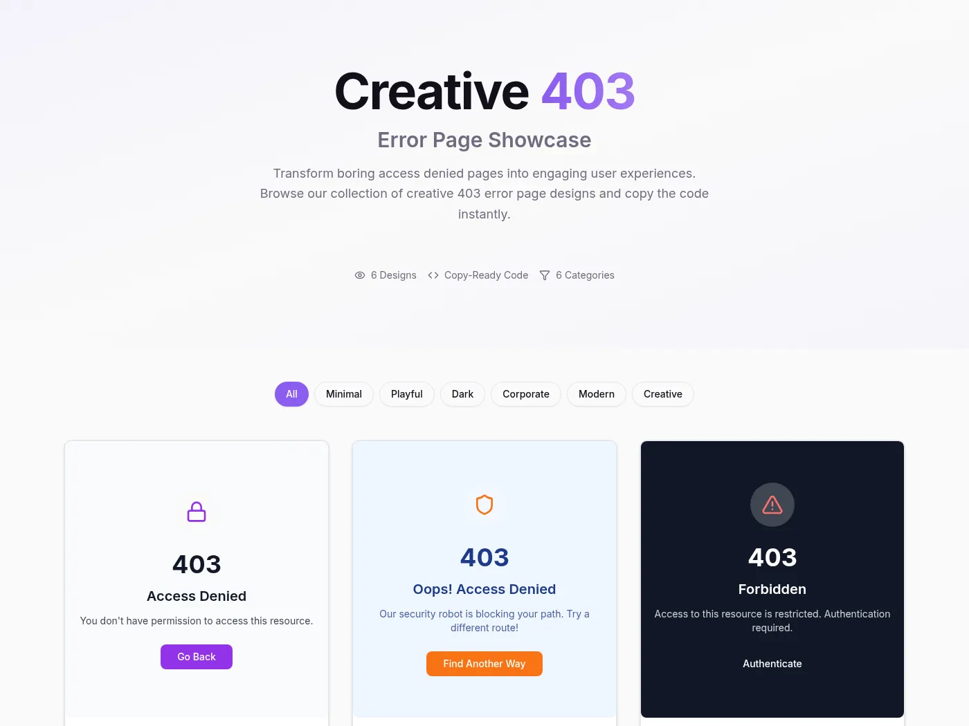 Creative 403 Error Page Showcase