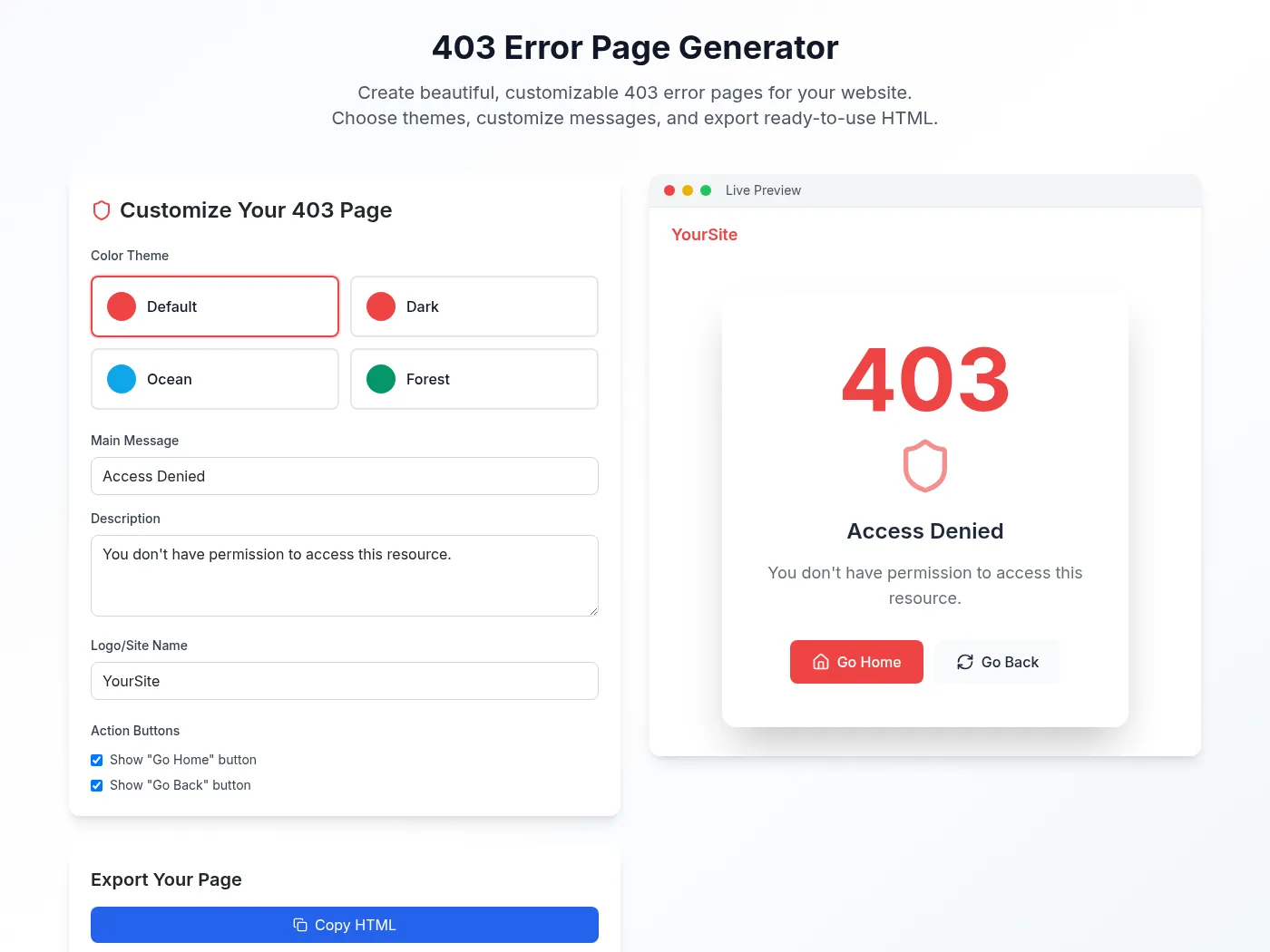 Custom 403 Error Page Generator