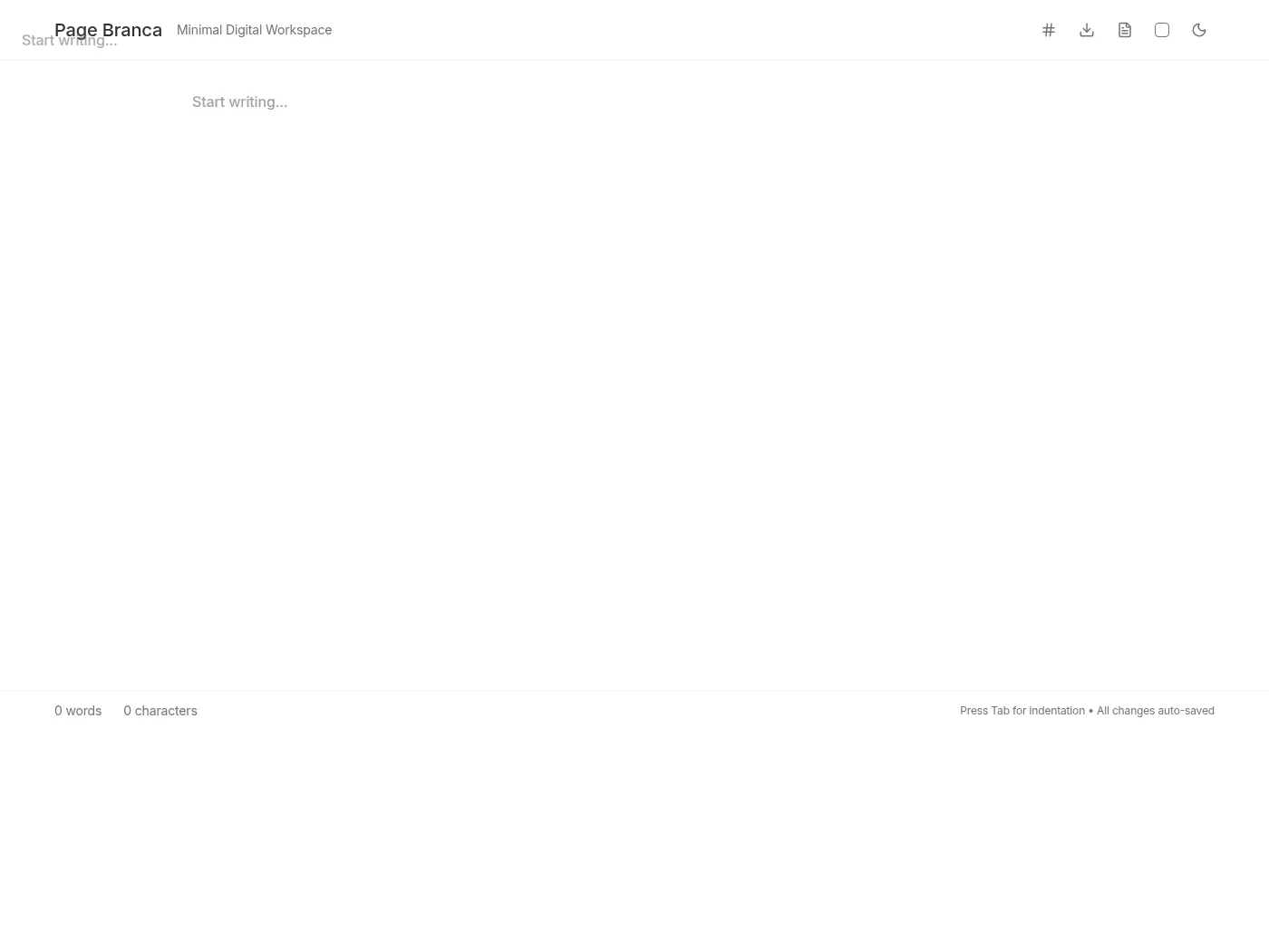 Page Branca: Minimal Digital Workspace