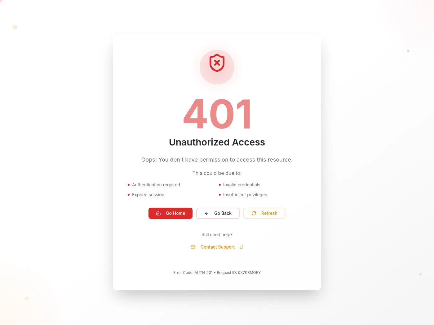 Pagina 401 - Custom 401 Unauthorized Error Page