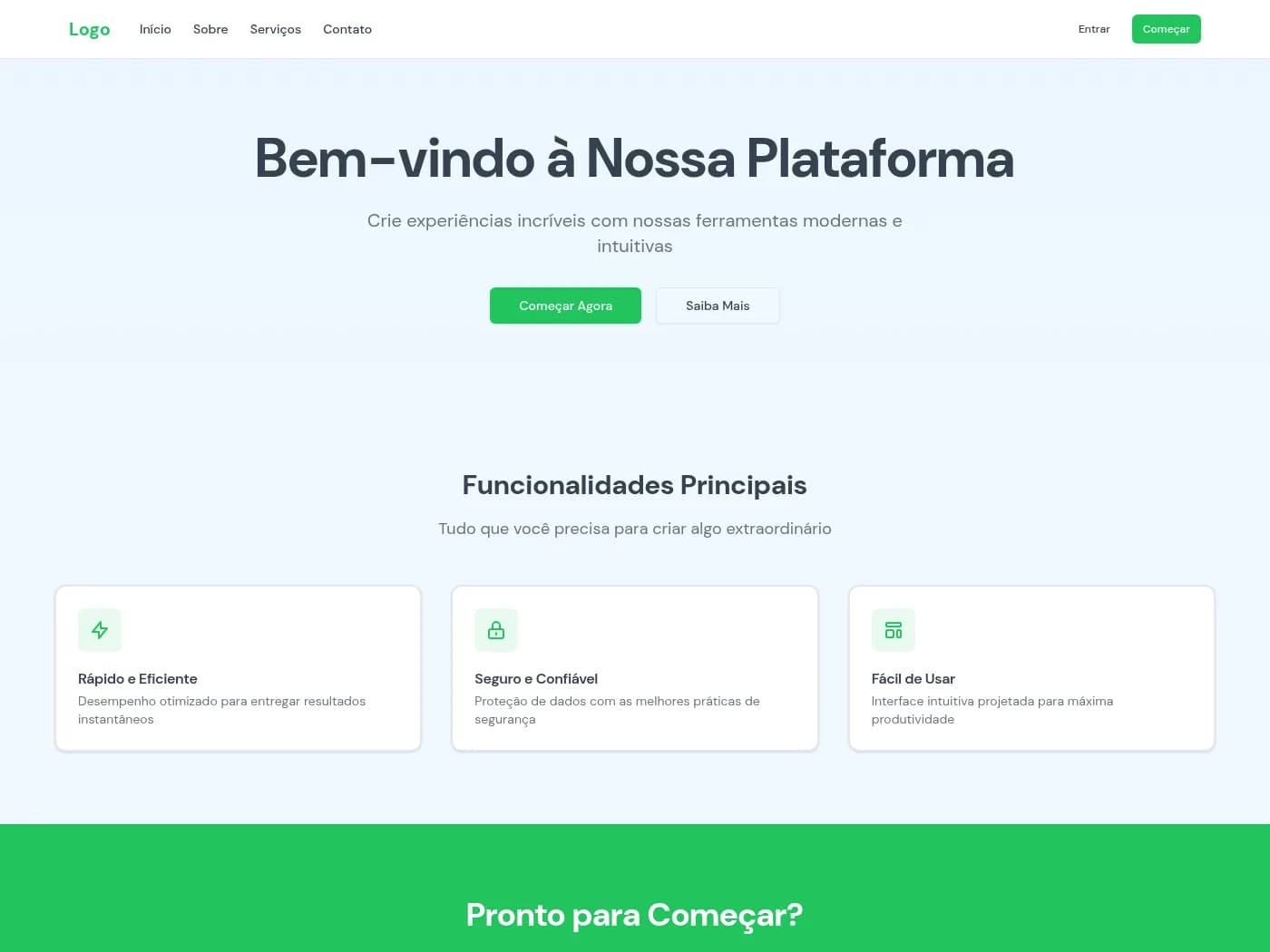 Página Web Estruturada com Header, Main e Footer
