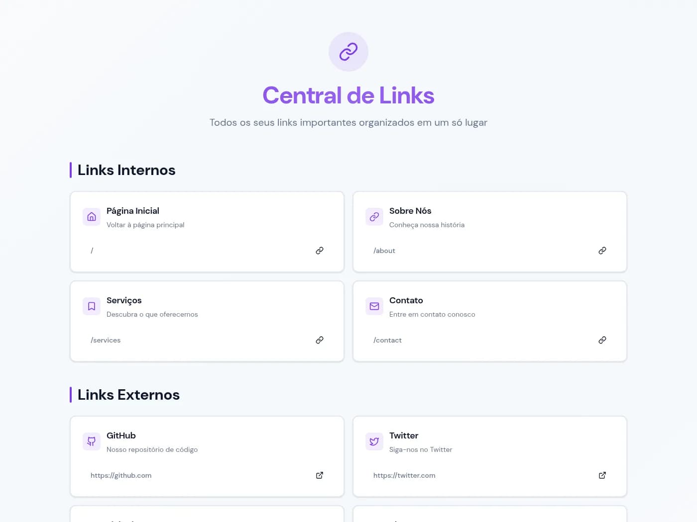 Central de Links Internos e Externos