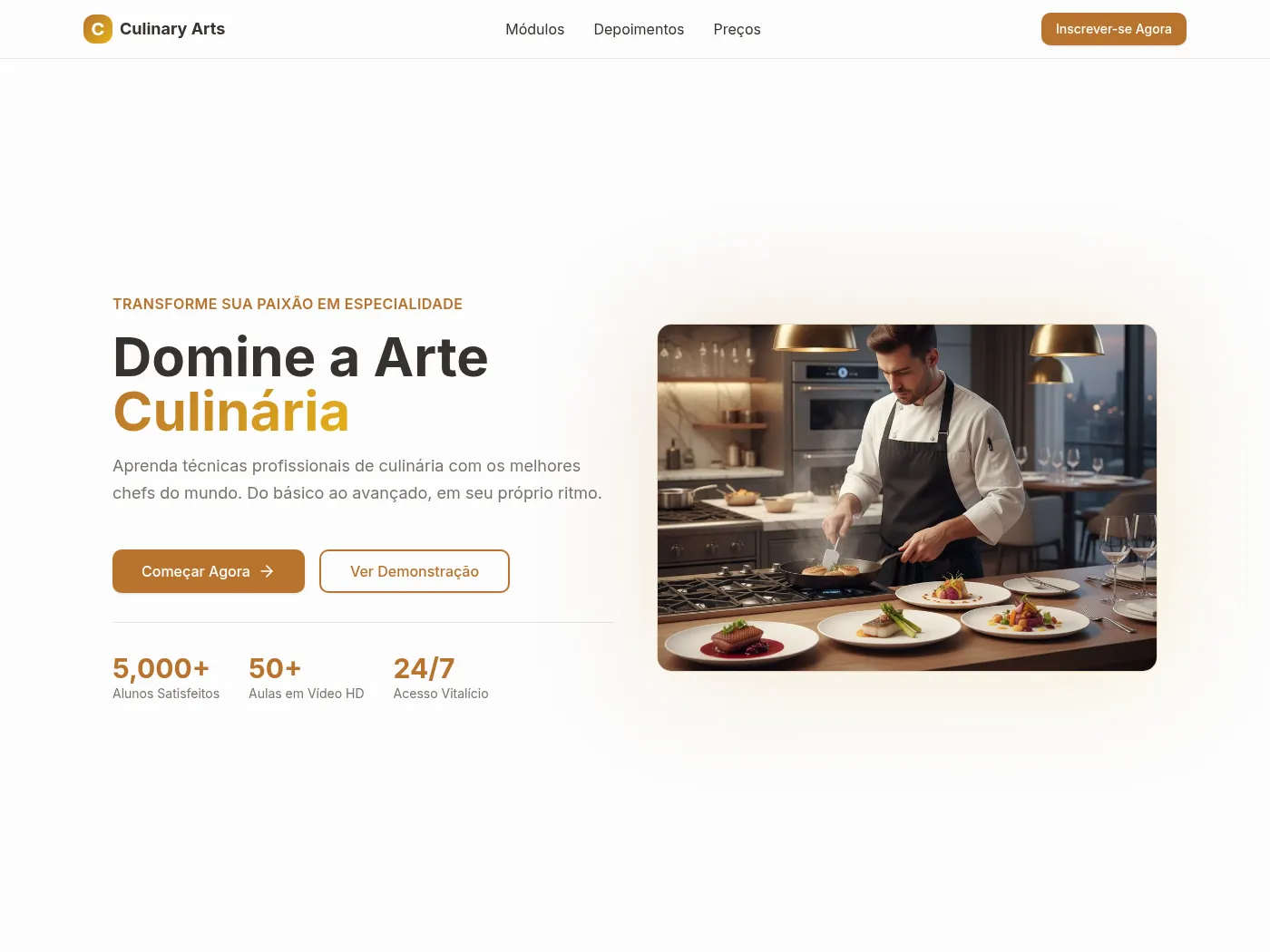 Página de Vendas para Curso de Gastronomia Online