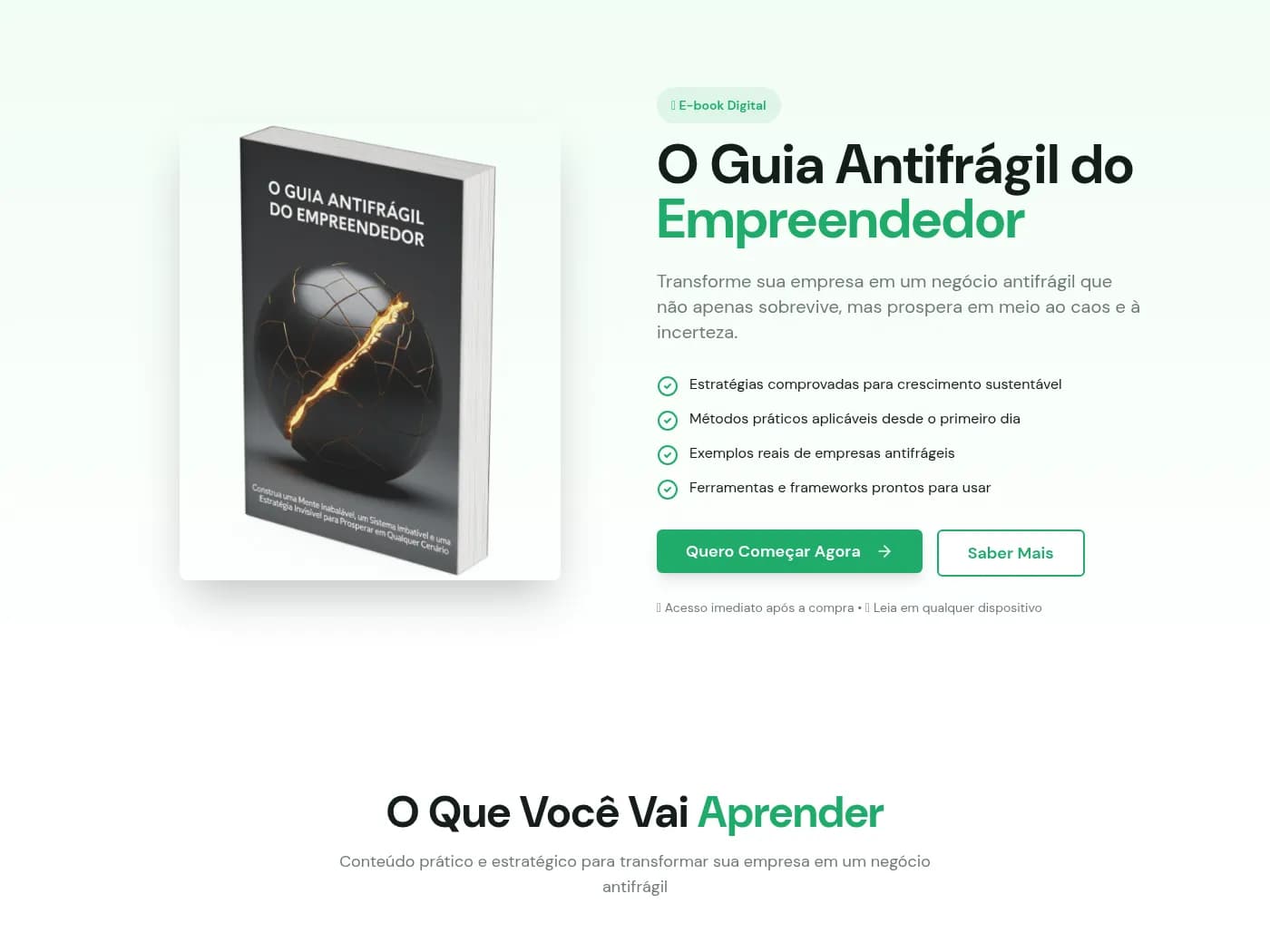 Página de Vendas para O Guia Antifrágil do Empreendedor