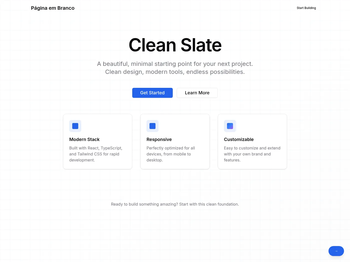 Página em Branco - Starter Web Page