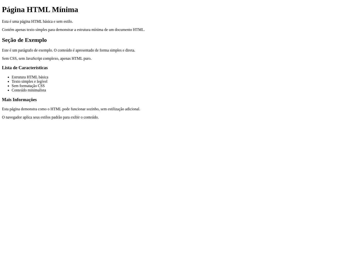 Página HTML Mínima com Texto Simples