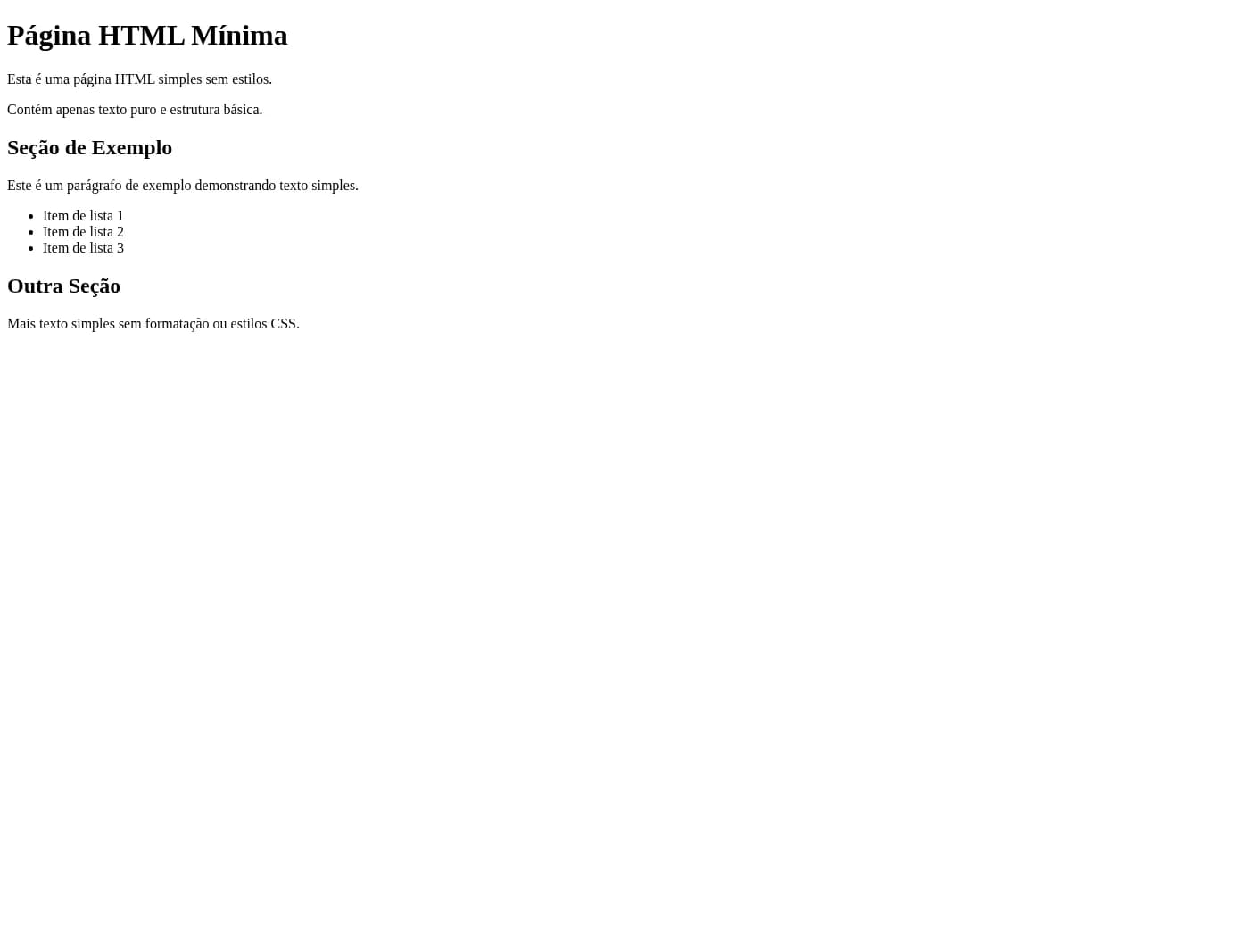 Página HTML Mínima de Texto Simples