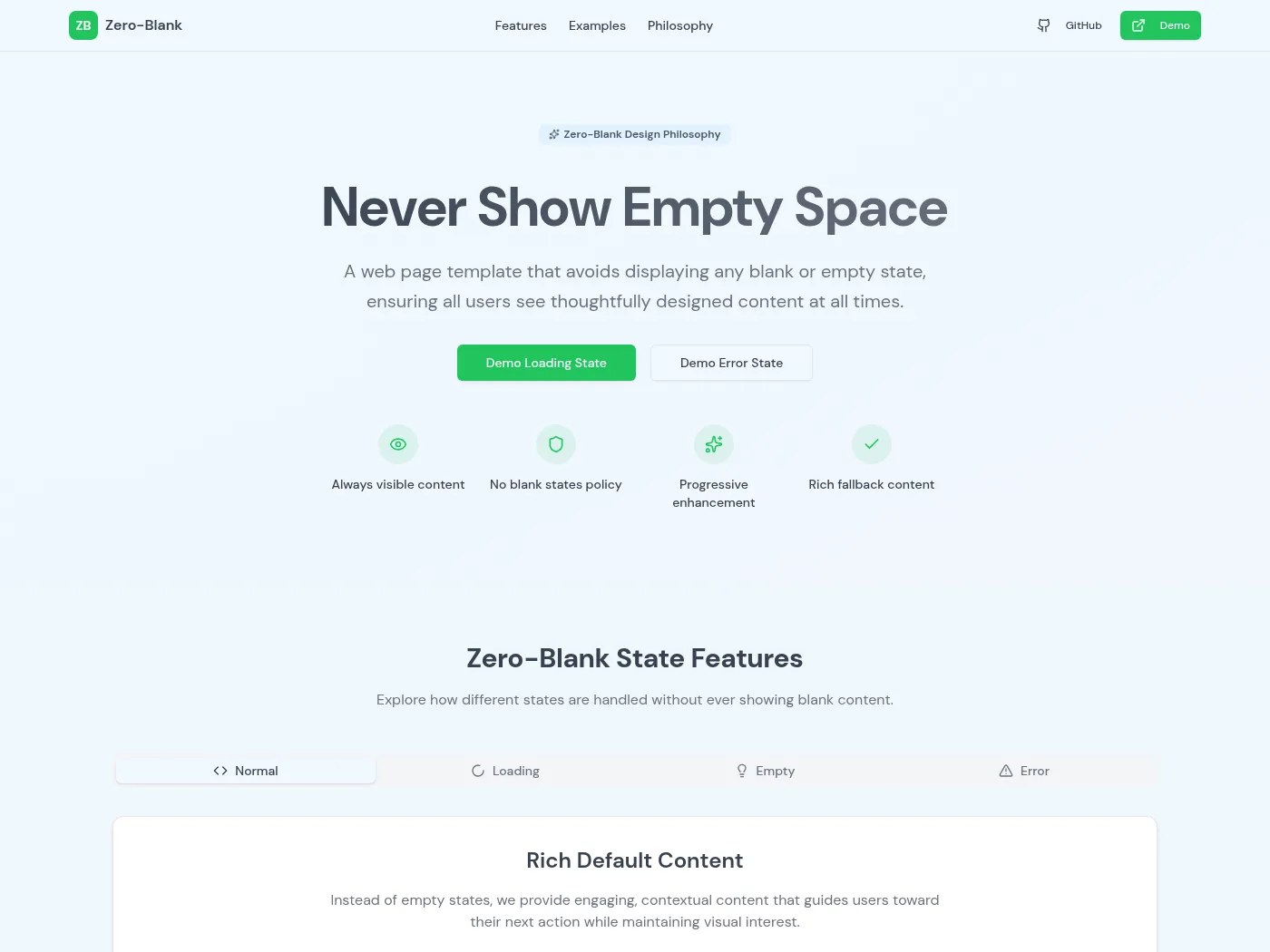 Zero-Blank Minimal Webpage