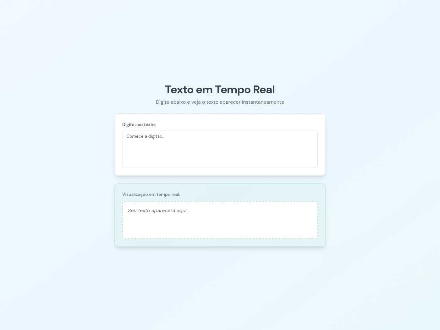 Página Interativa de Texto em Tempo Real