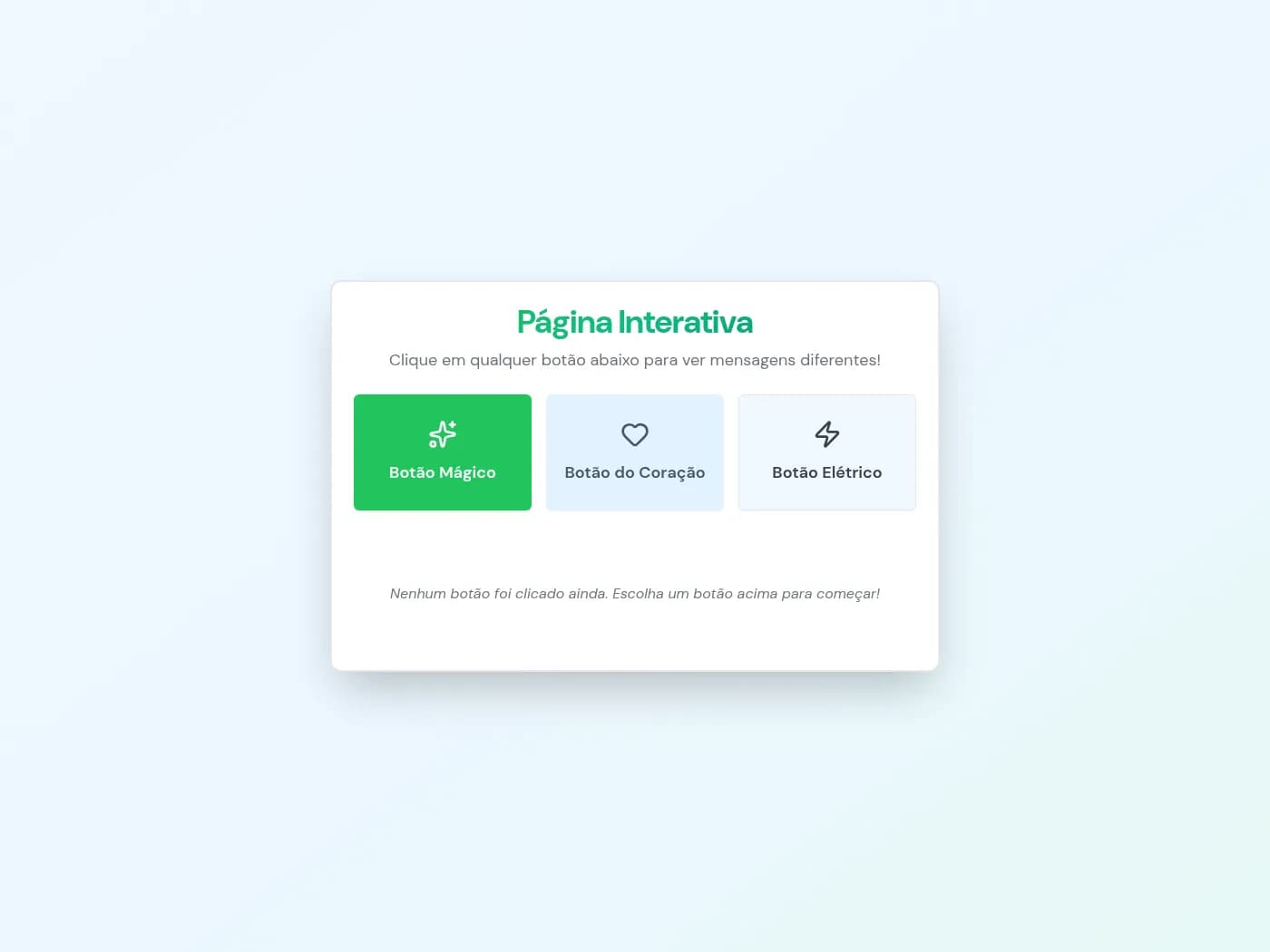 Página Interativa com Três Botões e Mensagens Dinâmicas