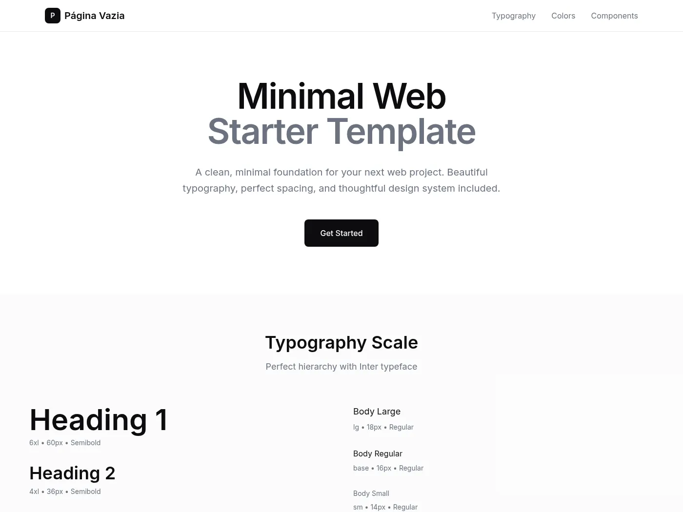 Página Vazia – Minimal Web Starter Template