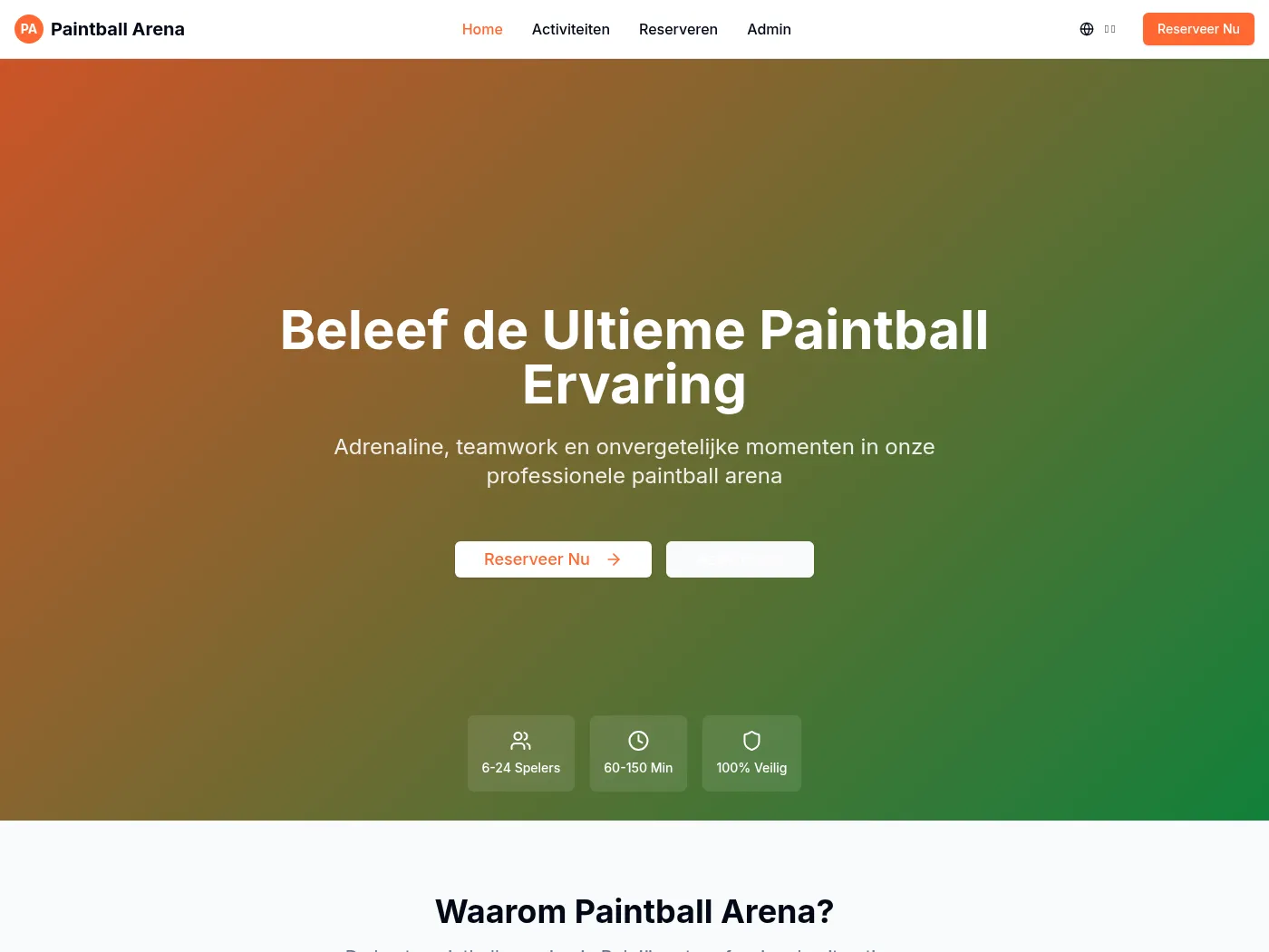 Paintball Arena Multilingual Booking Platform