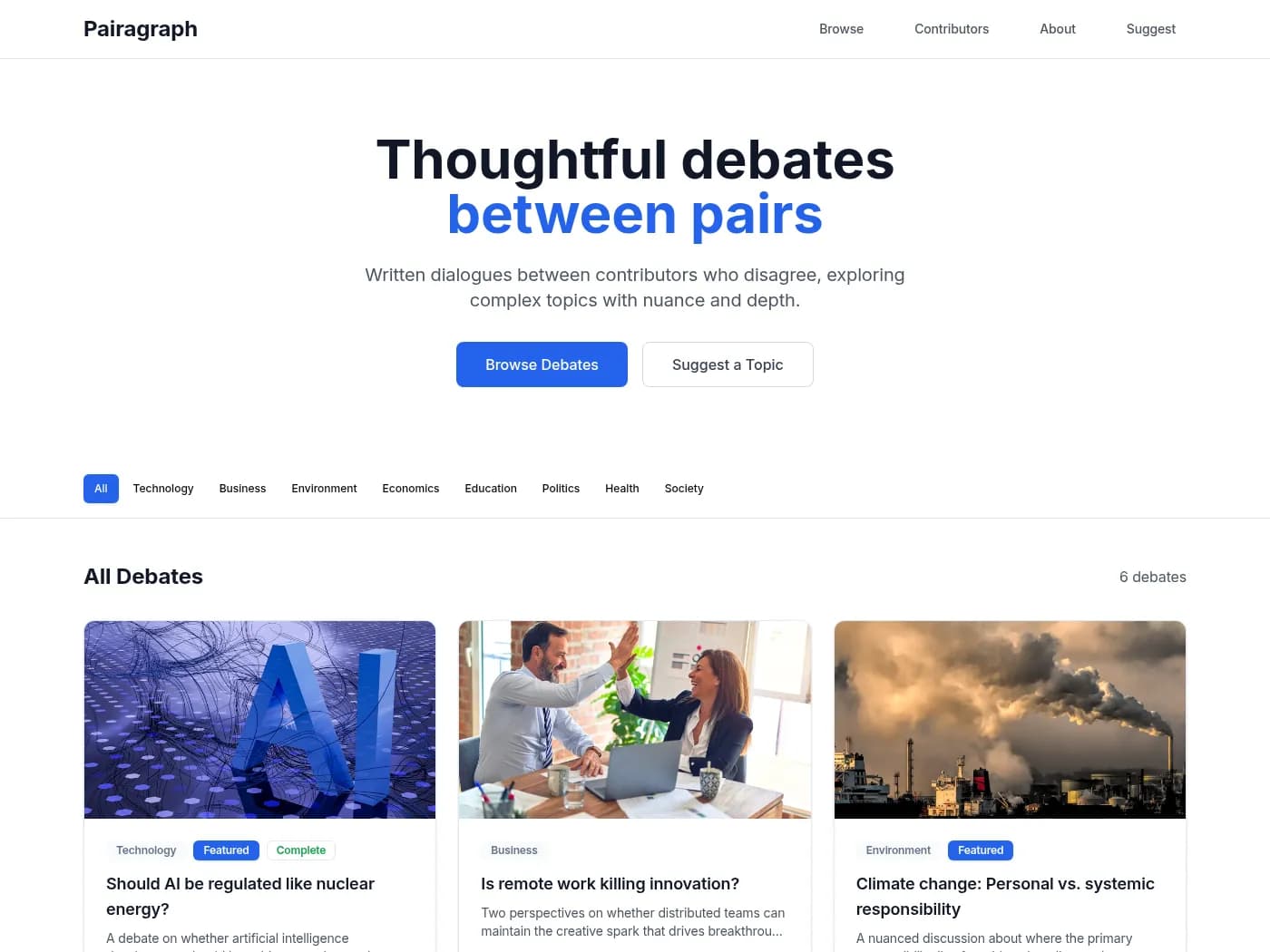 Pairagraph Website Clone