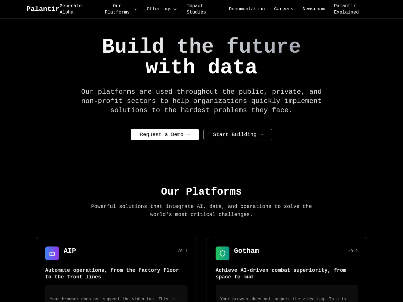 Palantir.com Modern Web Clone