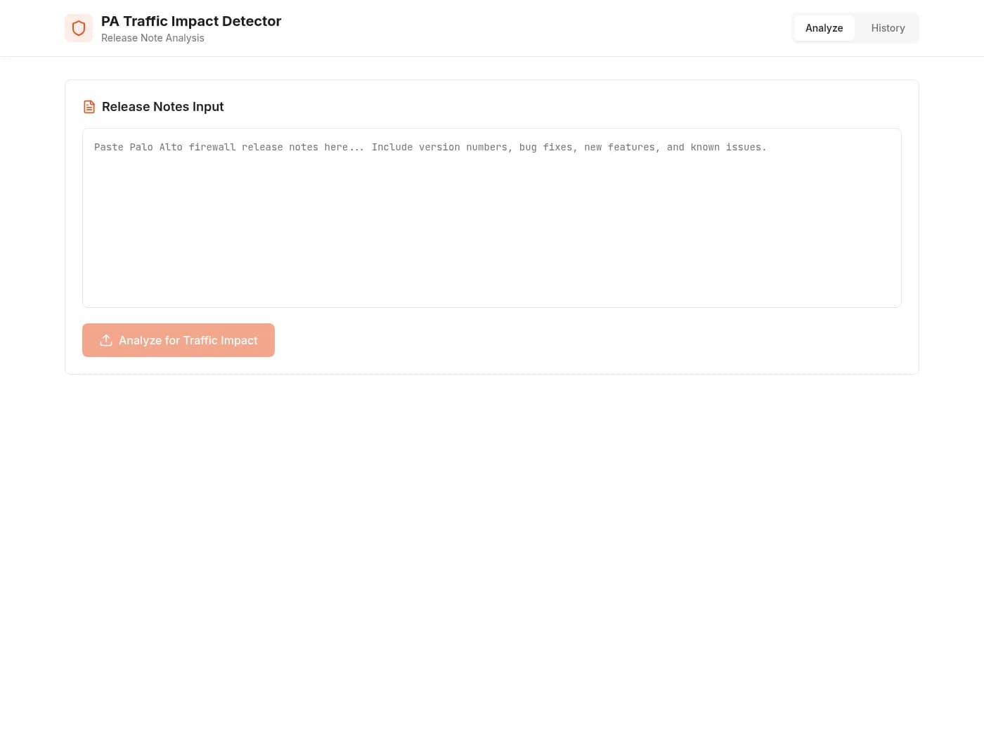 Palo Alto Firewall Release Note Traffic Impact Detector