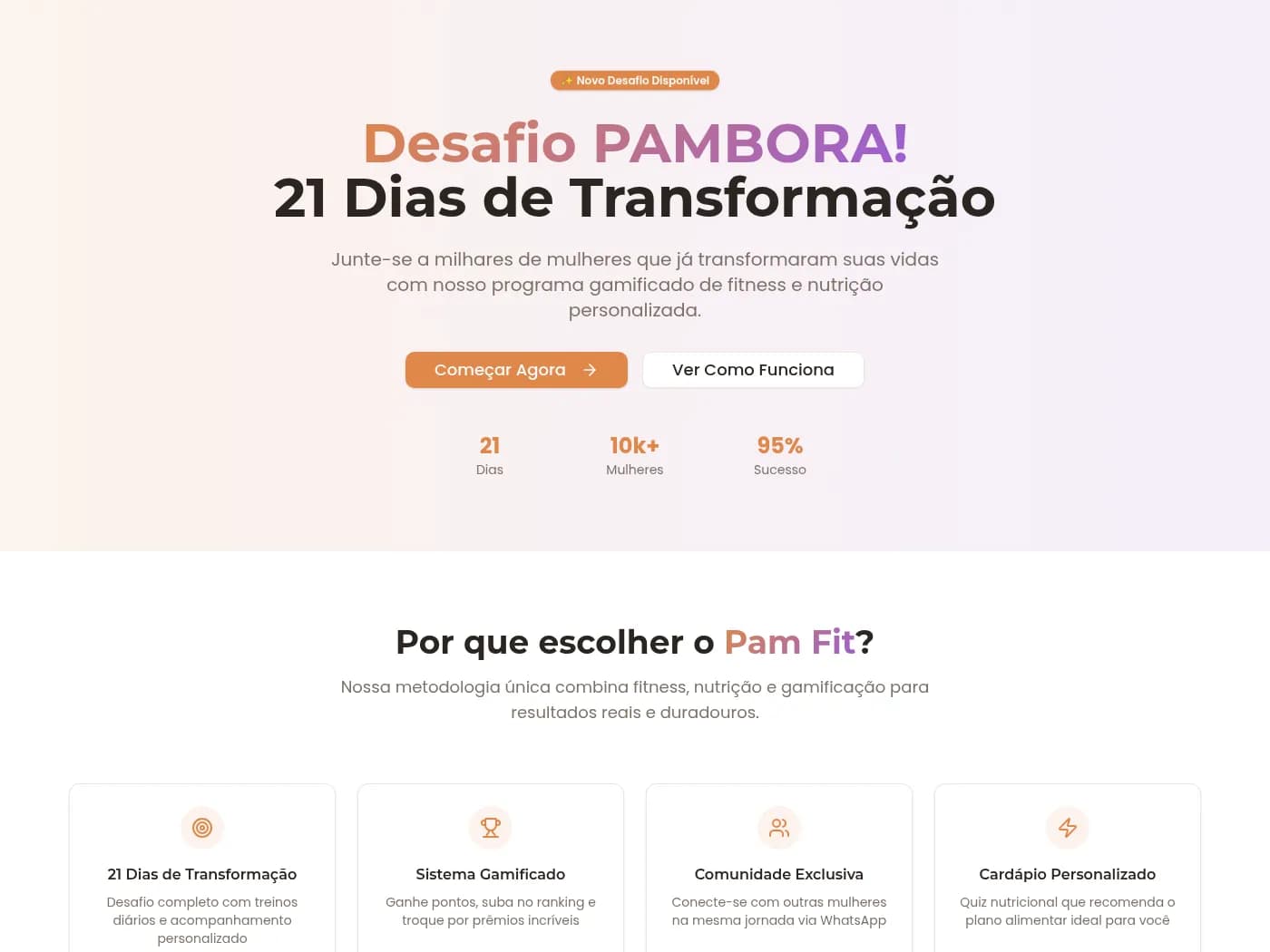 Pam Fit: Desafio Fitness Gamificado para Mulheres