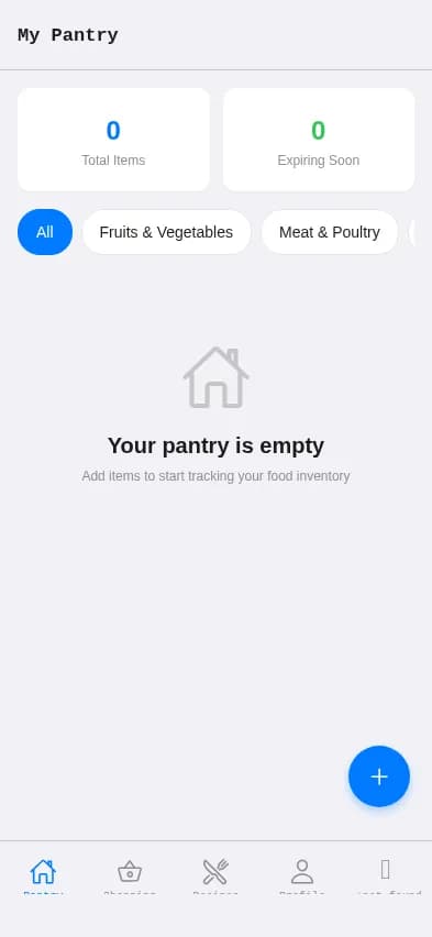 Pantry Manager & Smart Grocery List Mobile App