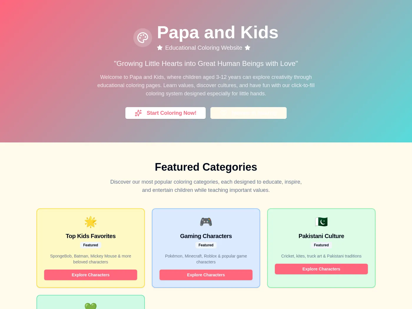Papa and Kids: Educational Coloring Website for Children