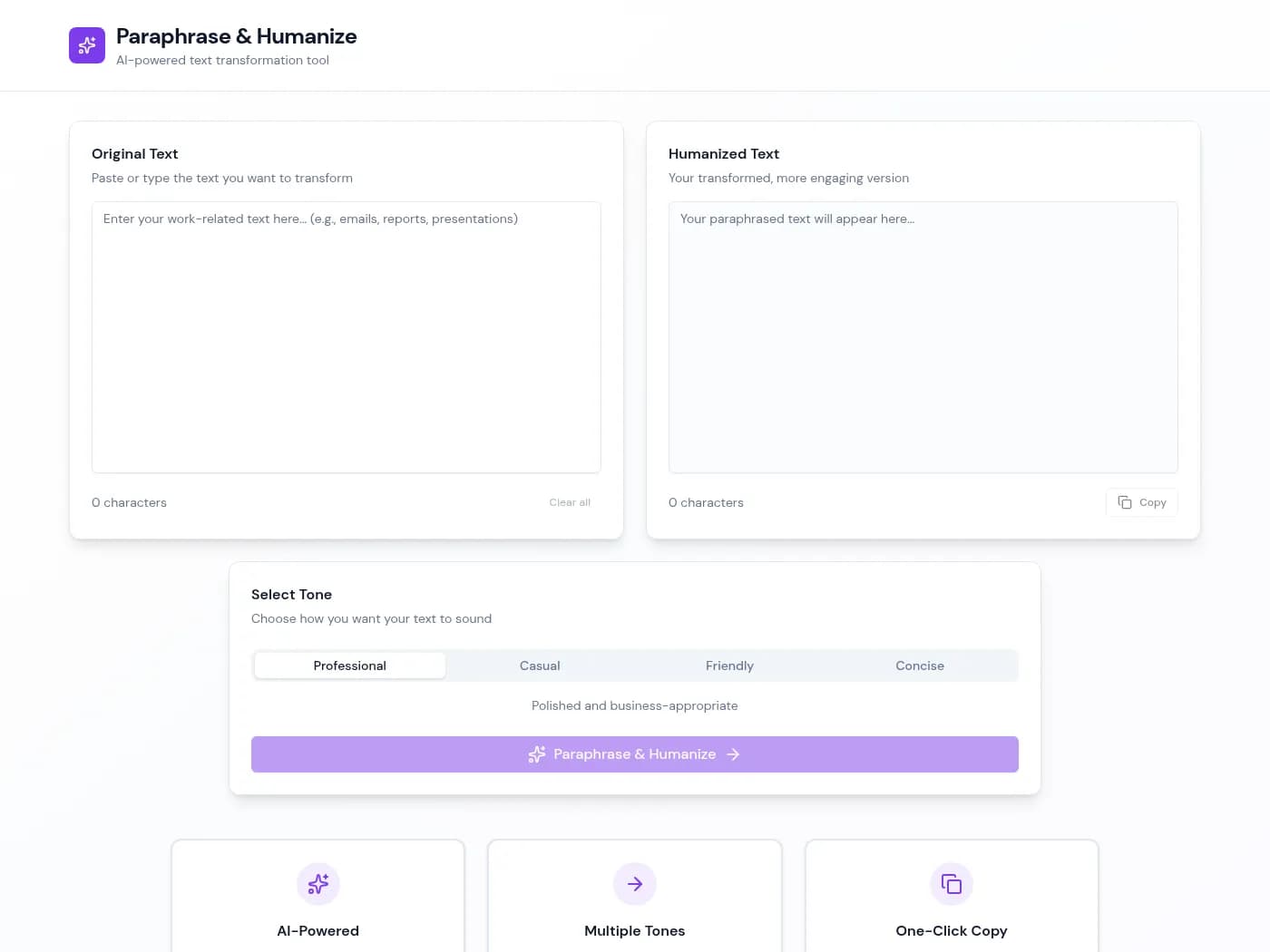 Paraphrase & Humanize Work Tool