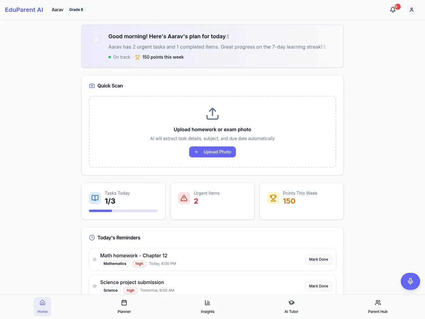 Parent-First AI Education App – Multi-Child, AI-Driven Platform