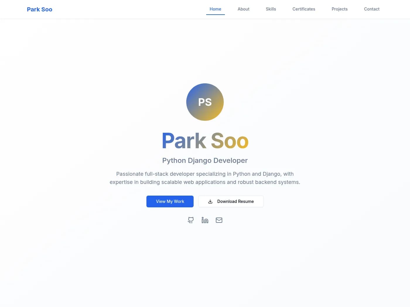 Park Soo Portfolio Homepage