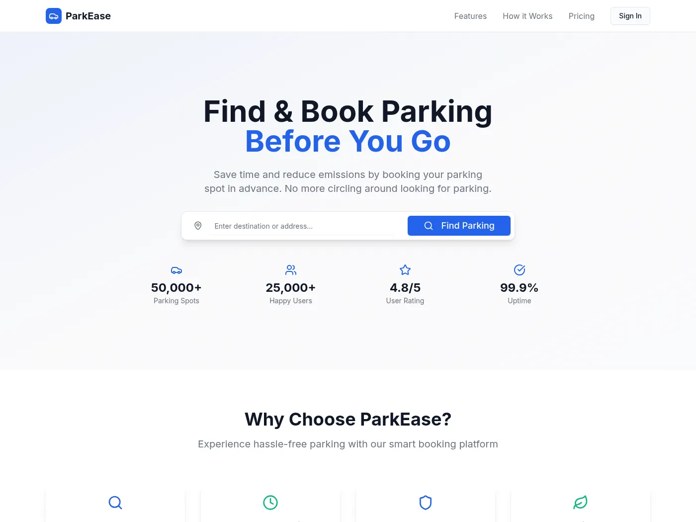 ParkEase: Online Vehicle Parking Slot Booking Platform