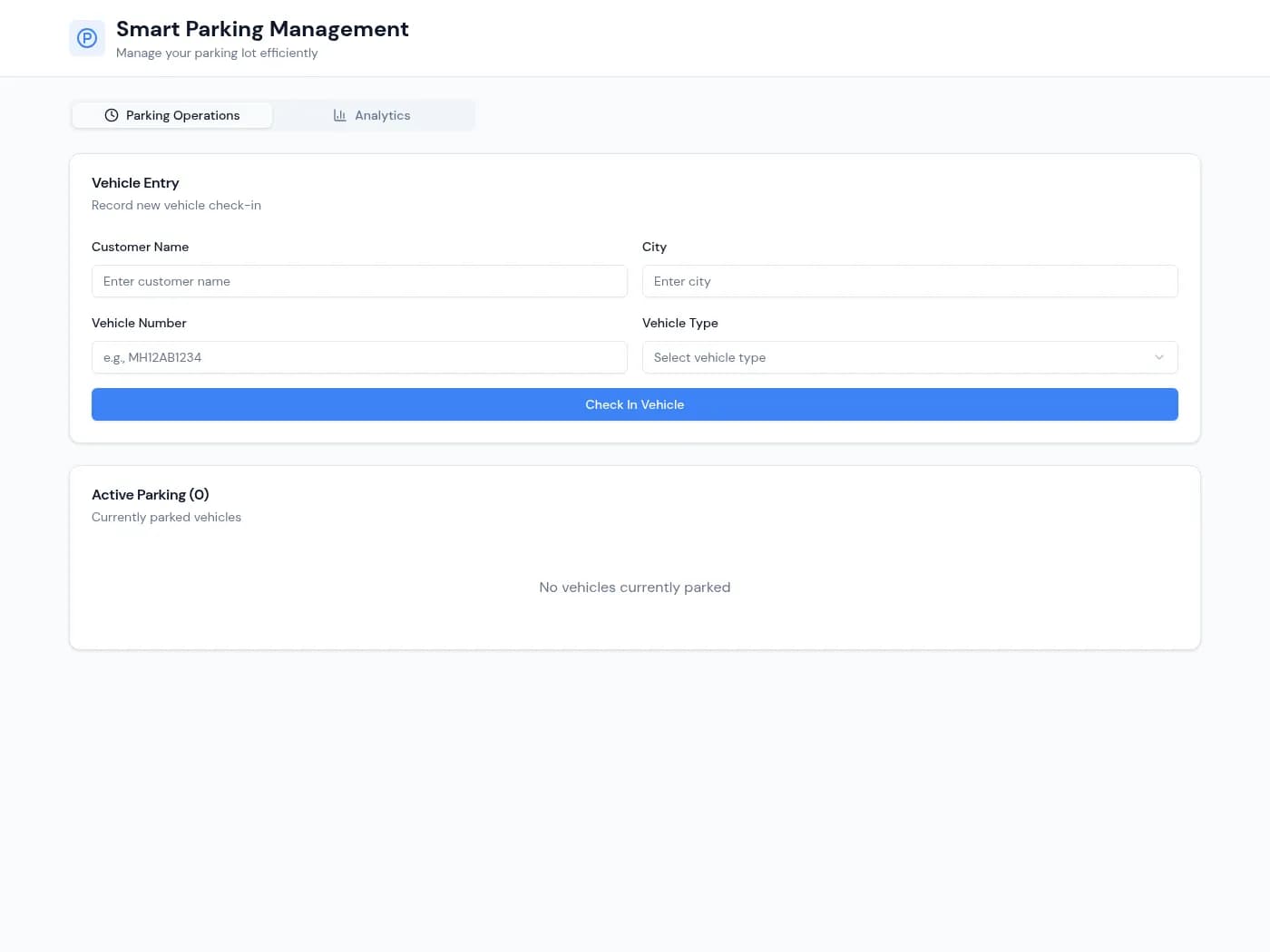 Smart Parking Lot Management Dashboard