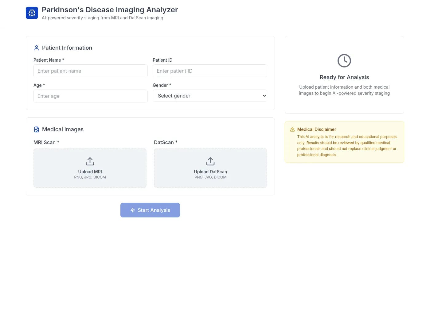 Parkinson's Disease Imaging Severity Analyzer