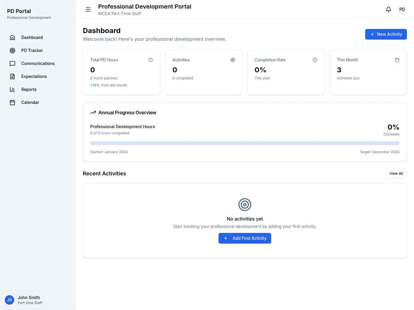 Part-Time Staff Professional Development Portal