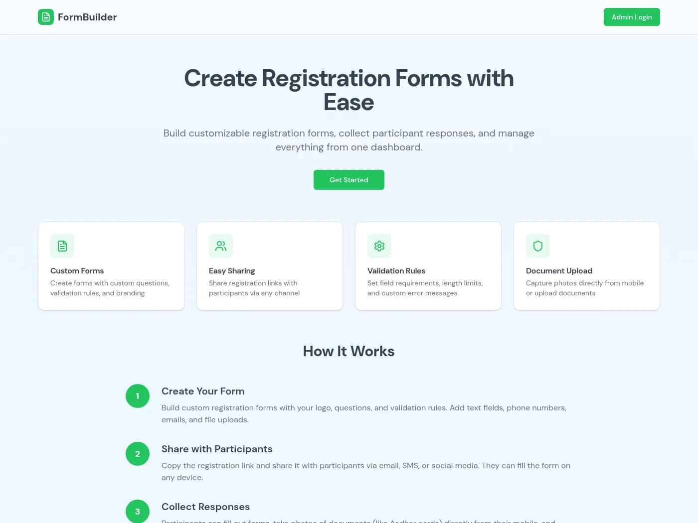 Participant Registration and Admin Dashboard Platform