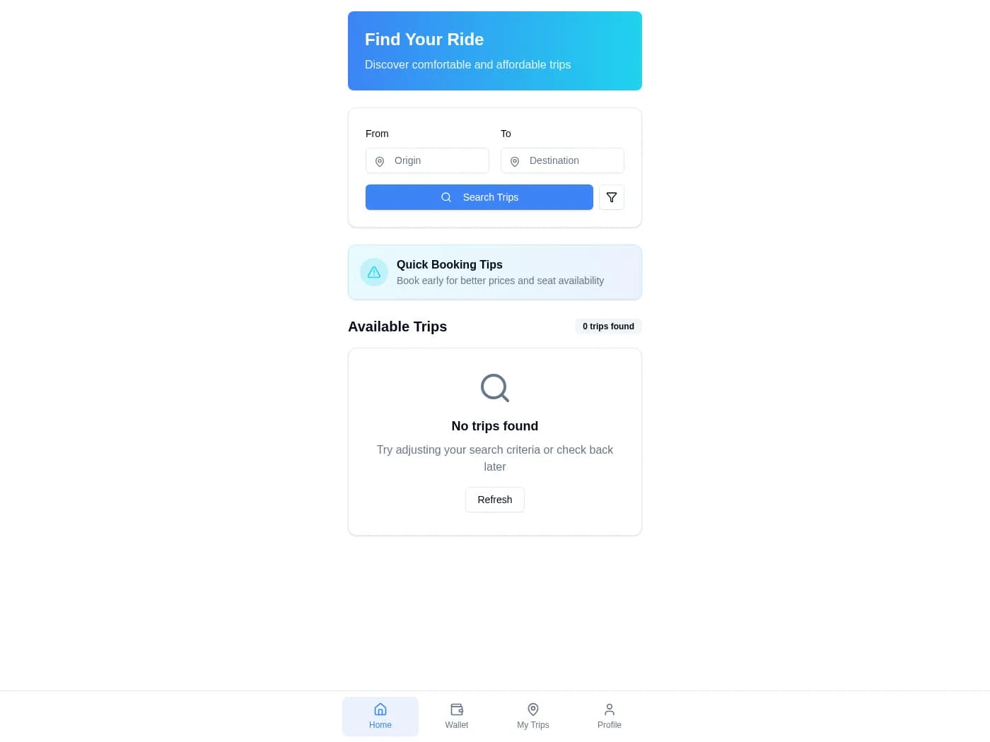 P2P Passenger & Driver Trip Booking Platform