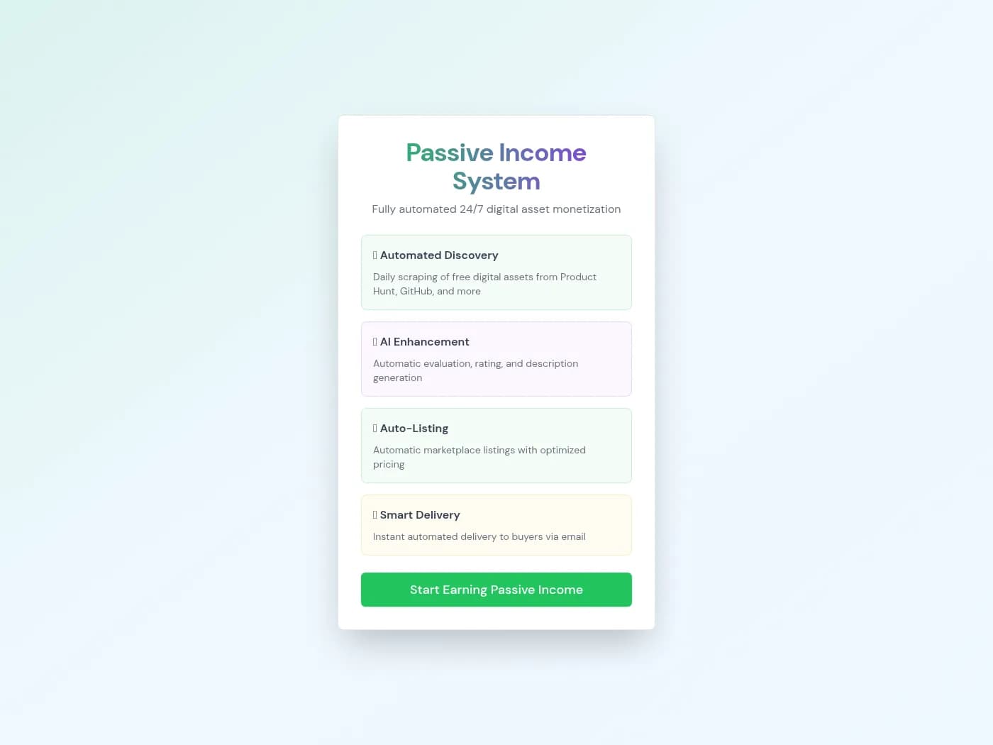 Passive Income System Automation Tool