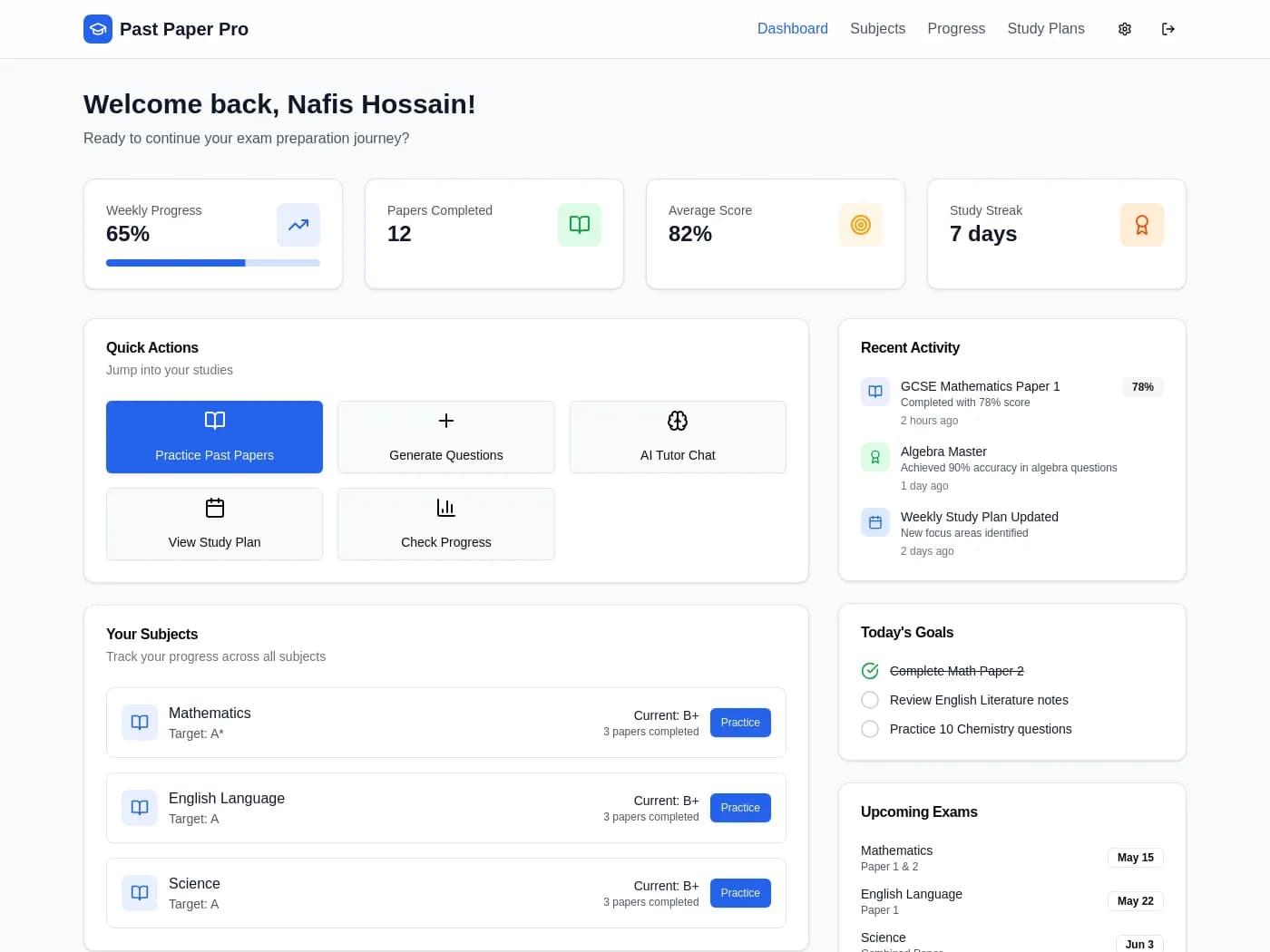 Past Paper Pro - AI-Powered Exam Revision Platform