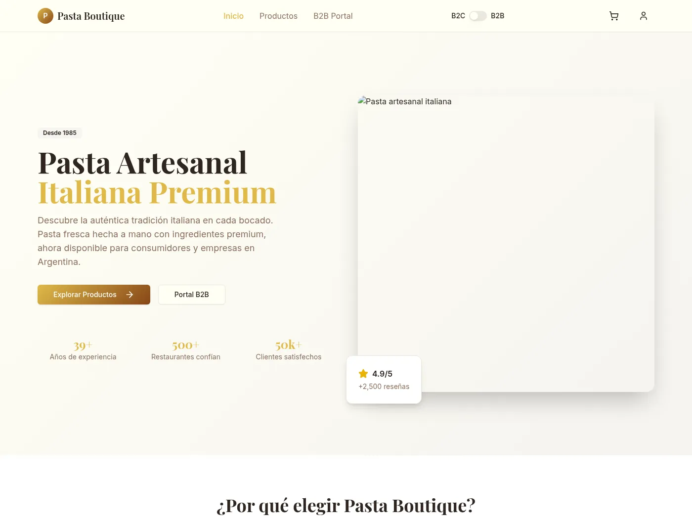 Pasta Boutique Commerce Platform